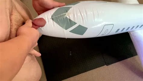 Fat Helmet Guy With Small Penis On Inflatable Boat Rubbing And Cumming