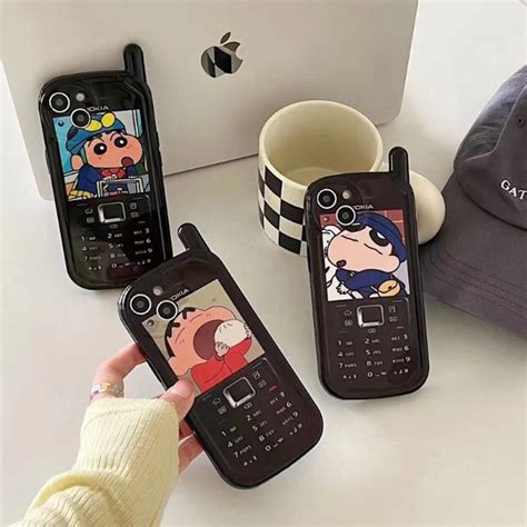 신상할인💙 짱구 레트로 키치 Y2k 안테나 복고 블랙 우정 커플 아이폰 X Xs Xr 11 12 13 14 프로 맥스 케이스 아이폰 실리콘 에이블리