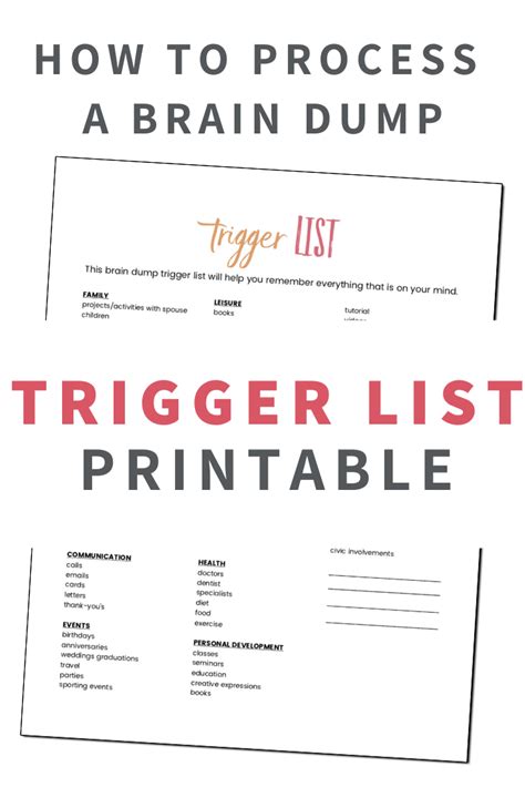 How To Complete A Brain Dump With Free Trigger List Artofit
