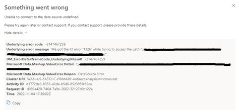 Datasource Error Refreshing Microsoft Fabric Community