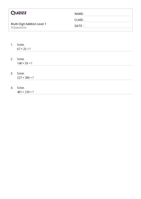 50 Multi Digit Addition Worksheets For 5th Grade On Quizizz Free And Printable