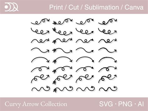 Curvy Arrow Svg Arrow Collection Svg Swirly Arrows Png Arrow Svg Png Ai Cricut Arrows Cut