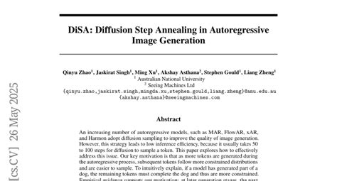 Disa 自回归图像生成中的扩散步退火 Ai论文精选