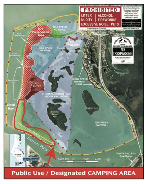 Fort Desoto State Park Map Shell Key Preserve Pinellas County