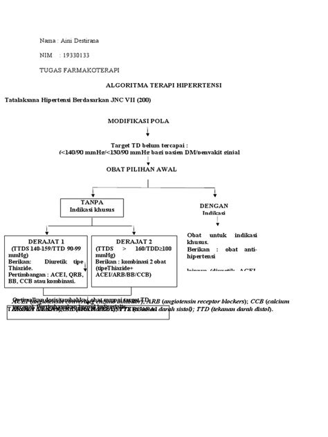 Aini Destirana 19330133 Tugas Farmakoterapi 2 Algoritma Terapi Hipertensi Pdf