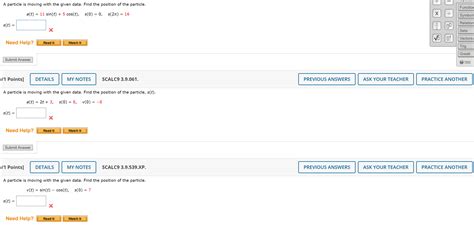 solved a particle is moving with the given data find the