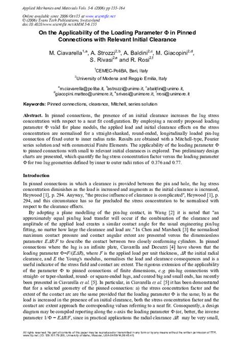 Pdf On The Applicability Of The Loading Parameter Φ In Pinned Connections With Relevant