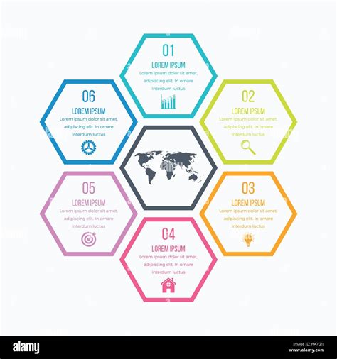 Vector Illustration Infographics Six Hexagons Stock Vector Image And Art