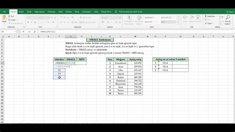 Small Function In Excel Small Funksiyası Youtube
