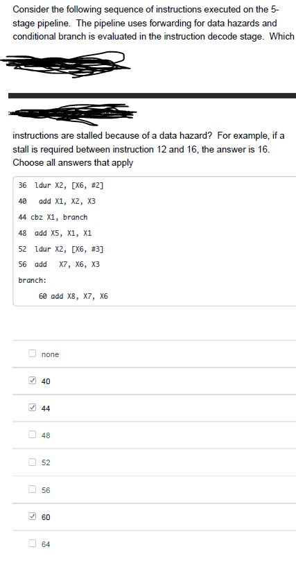 Solved Consider The Following Sequence Of Instructions