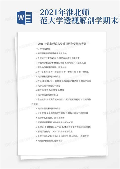 2021年淮北师范大学透视解剖学期末考题word模板下载编号lggwvegp熊猫办公