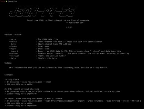 github xros jsonpyes the tool which imports raw json to elasticsearch in one line of commands
