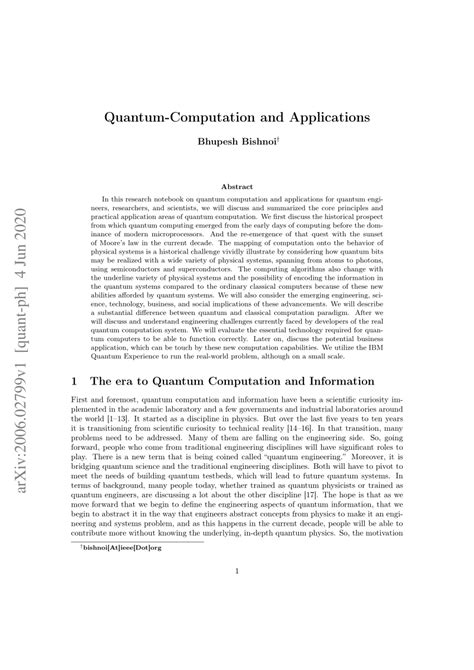 PDF Quantum Computation And Applications