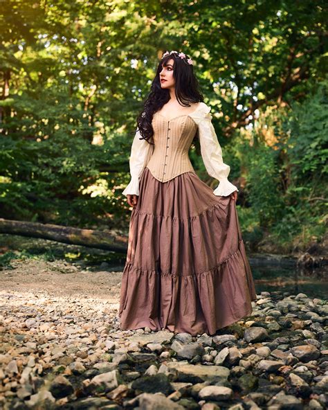 Womens Renaissance Fair Stays Corset Costume In Brown Ren Faire M