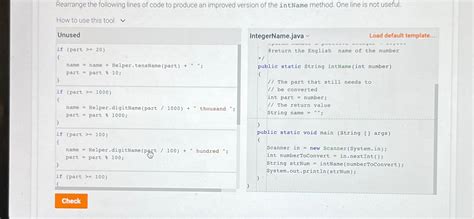 solved rearrange the following lines of code to produce an