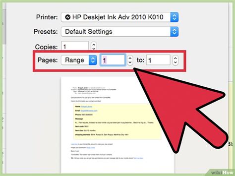 how to print only a section of a web page document or email