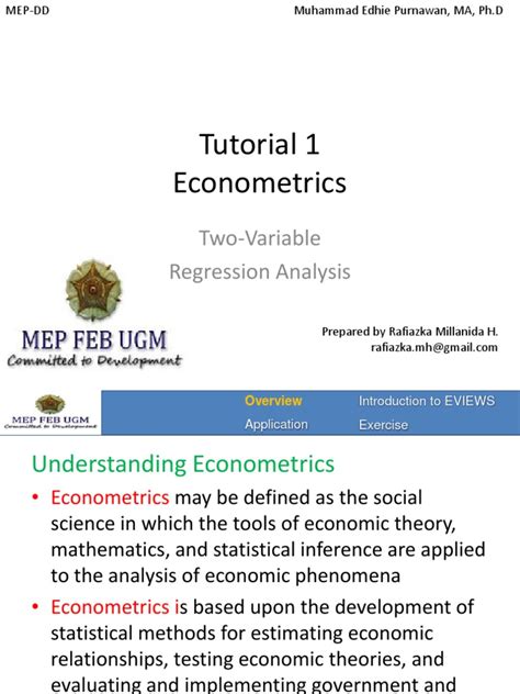 tutorial single equation regression model pdf econometrics statistics