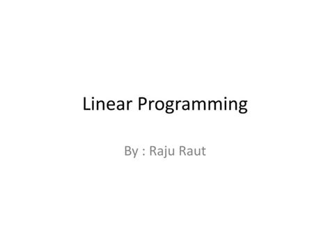 Linear Programming Ppt