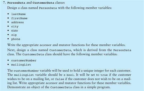 Solved Design A Class Named PersonData With The Following Chegg