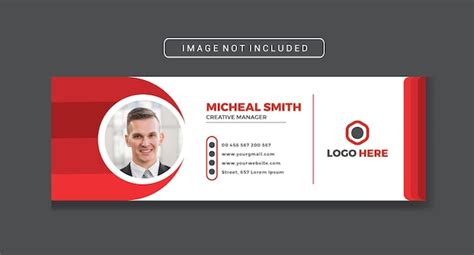 이메일 서명 템플릿 디자인 또는 개인 소셜 미디어 표지 템플릿 프리미엄 벡터