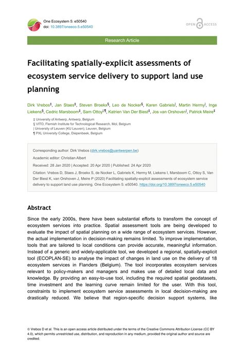 Pdf Facilitating Spatially Explicit Assessments Of Ecosystem Service Delivery To Support Land