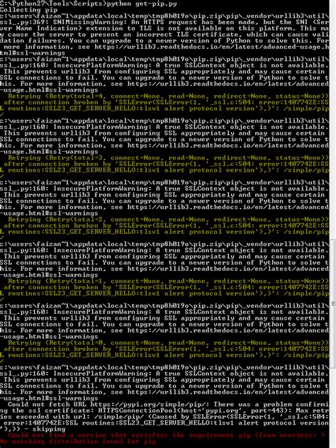 Python 找不到满足 Pip 要求的版本 在 Python 27 中的代理后面安装 Pipstack Overflow中文网