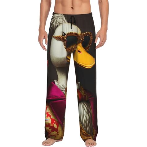 Luyuia Noble Style Duck Print Mens Straight Lounge Pajama Pants The