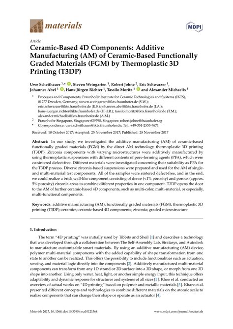 Pdf Ceramic Based 4d Components Additive Manufacturing Am Of