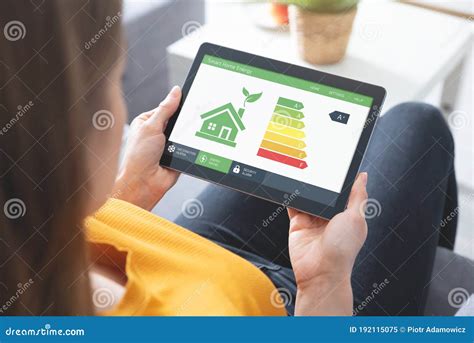 Energy Efficiency Mobile App On Screen Eco House Stock Image Image Of Dashboard Digital