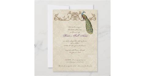Vintage Peacock And Etchings Wedding Invitation Zazzle