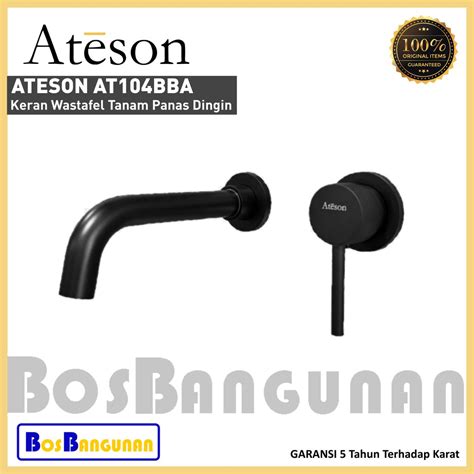 Jual Keran Wastafel Tanam Ateson At104bba Hot And Cold Kran Wastafel Hitam Tanam Kran Tembok