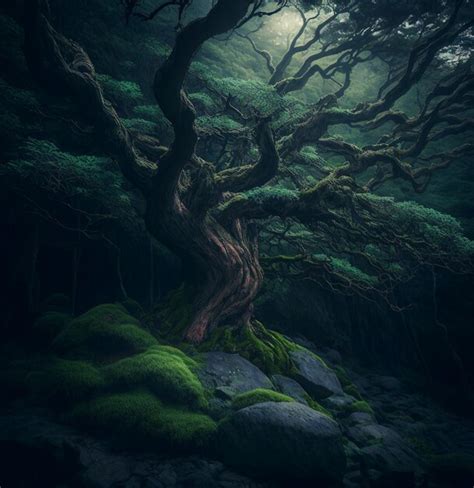 Premium Photo A Tree In The Dark