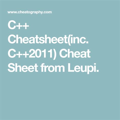 C Cheatsheetinc C2011 Cheat Sheet From Leupi Cheat Sheets Cheating