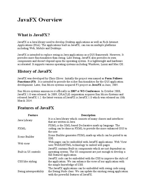 27 Aug 2020 Javafx Overview Pdf Java Programming Language