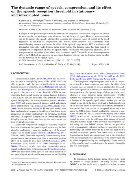 Pdf The Dynamic Range Of Speech Compression And Its Effect On The Speech Reception Threshold