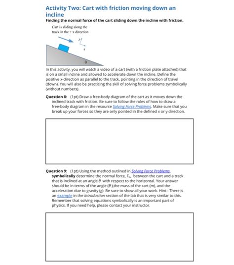 Solved Activity Two Cart With Friction Moving Down An Chegg Com