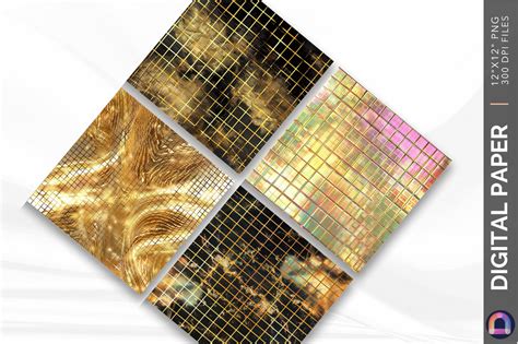 Holo Gold Grid Patterns Digital Paper G Gráfico Por Delartcreation