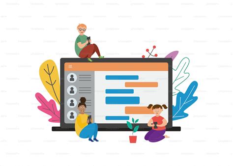 작은 아이들이 온라인으로 채팅하는 어린이 온라인 커뮤니케이션 배너 흰색 배경에 격리된 평면 벡터 그림 아이들의 사회적 연결 개념 벡터 Unsplash의 그래픽