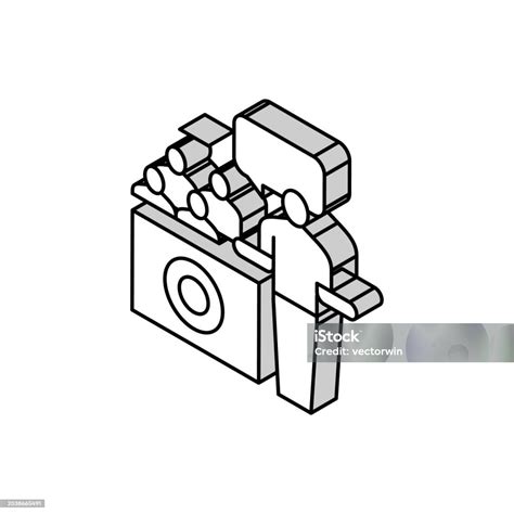캐스팅 인터뷰 비디오 필름 아이소 메트릭 아이콘 벡터 일러스트 레이 션 감독에 대한 스톡 벡터 아트 및 기타 이미지 감독 낚싯줄을 던지기 등측투영법 Istock