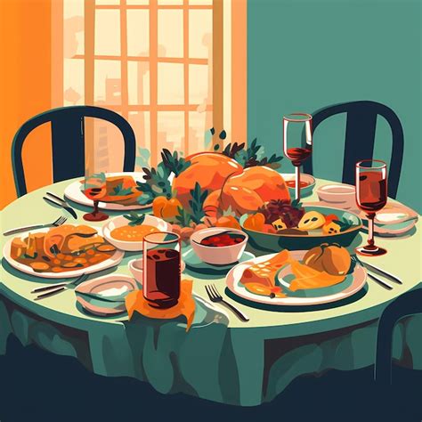 Premium Vector Dinner Table