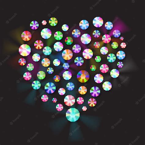 Premium Vector Heart Made Of Colorful Big And Small Rhinestones Or
