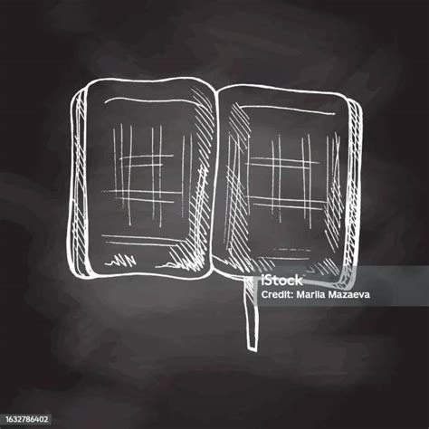 벡터 손으로 그린 학교 및 사무용품 삽화 칠판 배경에 상세한 복고풍 스타일의 메모장 스케치 학교로 돌아 가기 공란에 대한 스톡 벡터 아트 및 기타 이미지 Istock