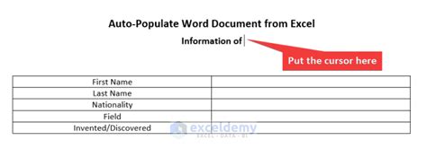 How To Auto Populate Word Document From Excel With Quick Steps