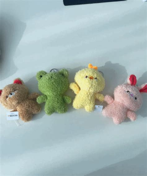 [h 묶음구매할인] 4종 애니멀 키링 뽀글 극세사 가방 걸이 열쇠 고리 에이블리