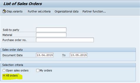 How To Make Open Sales Orders As Default In VA SAP Community