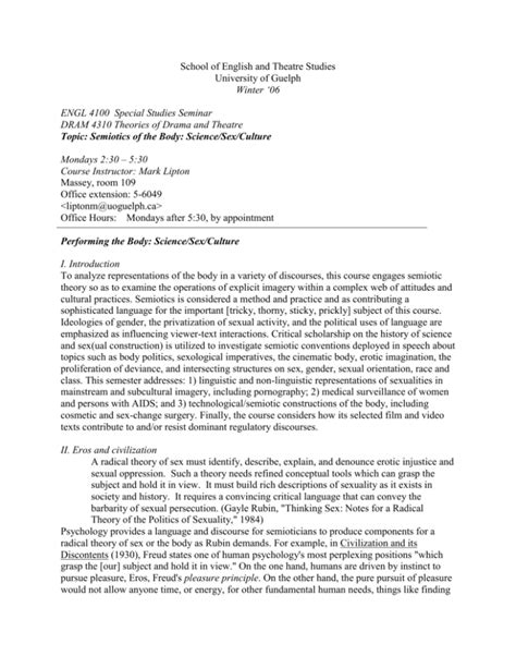 Semiotics Of The Body Science Sex Culture