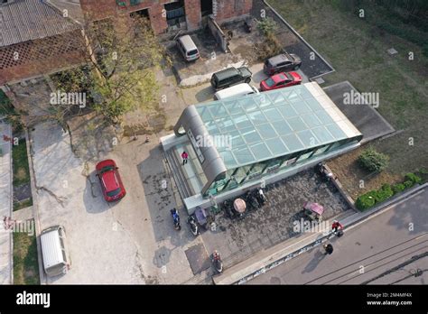 The Entrance 3 Of Shangqiao Station Of Chongqing Rail Transit Loop Line Was Built In A Courtyard