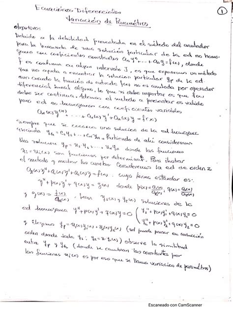 Variación De Parámetros Pdf Variación De Parámetros Pdf
