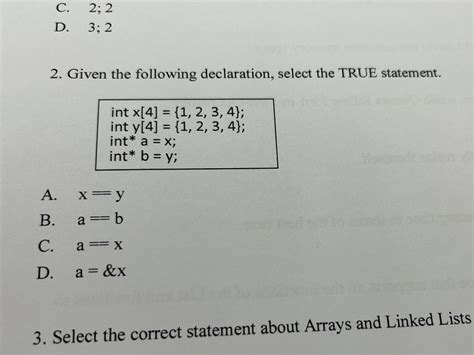 Solved C 2 2 3 2 D 2 Given The Following Declaration