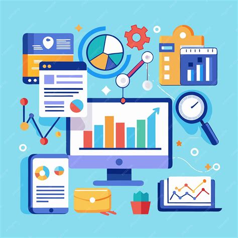 Colorful Business Analytics And Data Visualization Concept With Charts Graphs And Icons